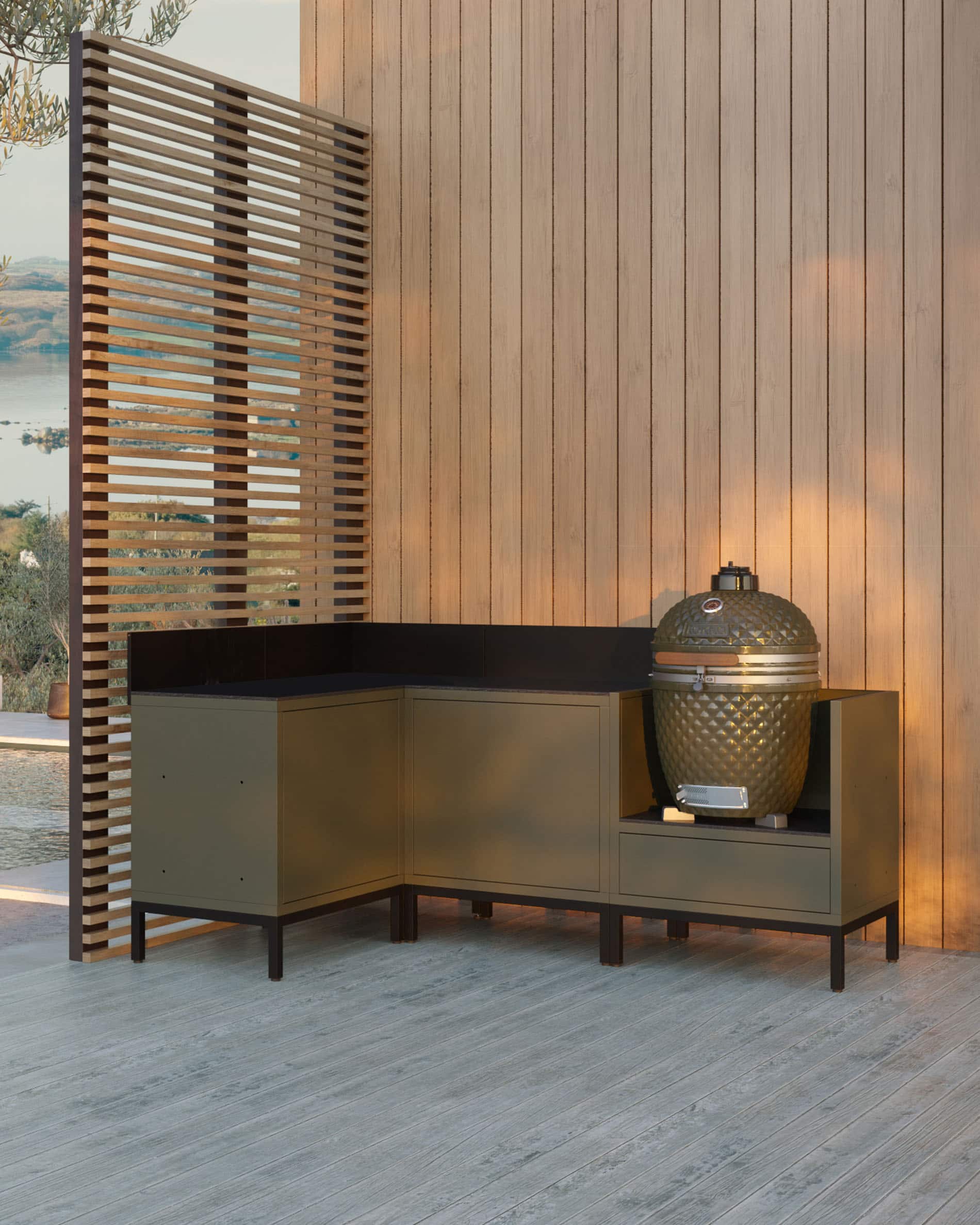 Cocina exterior PILOTIS - 4 módulos con rincón para Kokko